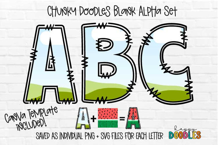 Chunky Doodles Fillable Alpha Set - Hand Drawn Commercial Use Clipart ...