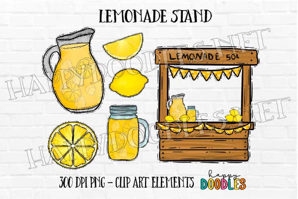 Lemonade Stand - Hand Drawn Commercial Use Clipart Graphics – Happy ...