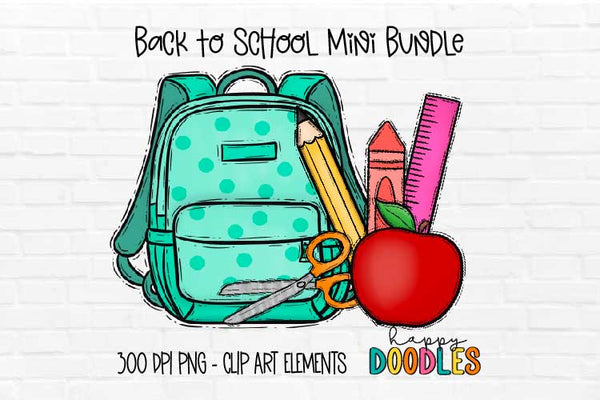 Back To School Mini Bundle - Hand Drawn Commercial Use Clipart Graphic ...