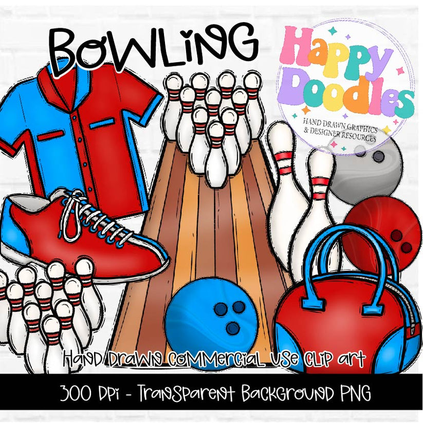 Bowling Clipart Graphics 2024 – Happy Doodles Designs