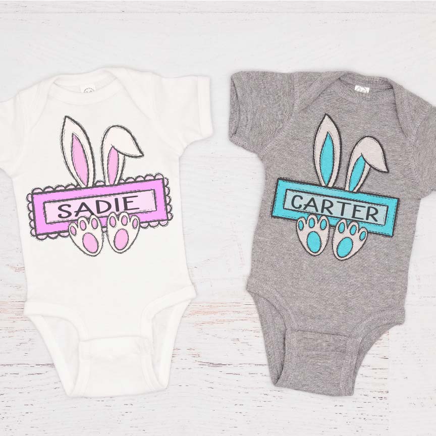 Easter Bunny Name Plate Set - 2025 Clipart Set – Happy Doodles Designs
