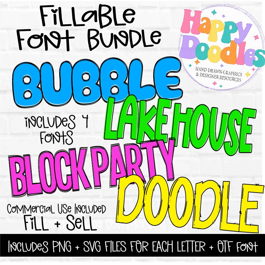 Fillable Blank Font Bundle – Happy Doodles Designs