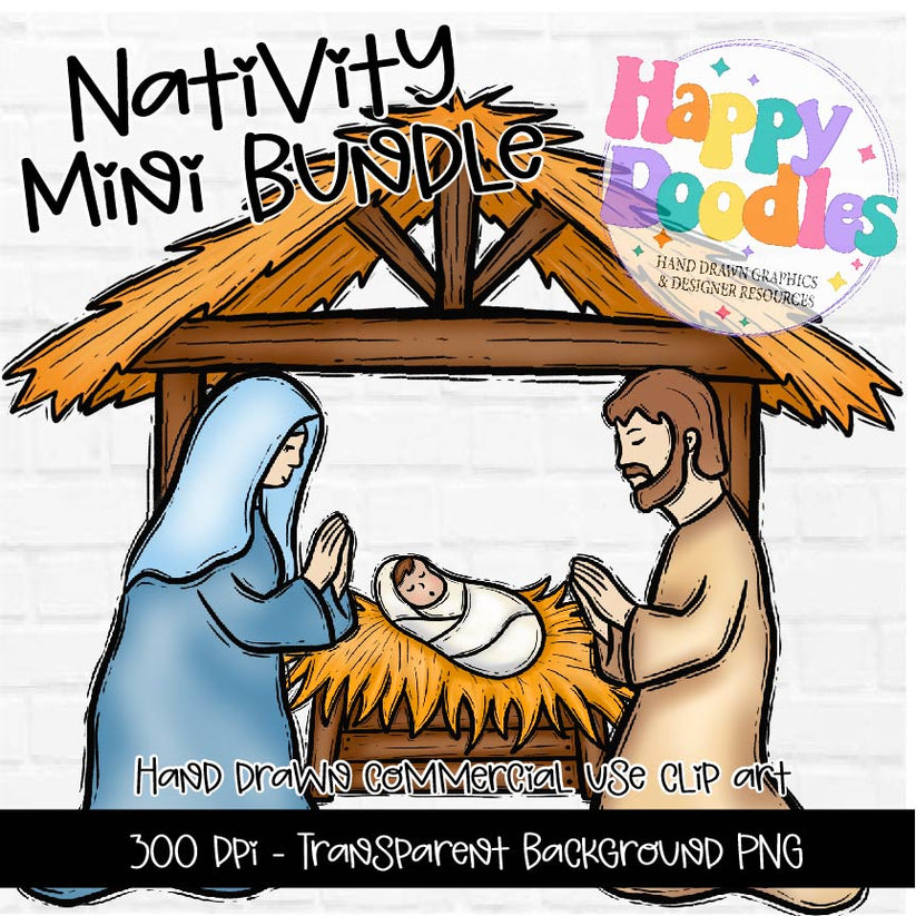 Nativity Mini Bundle Clipart Graphics 2025 – Happy Doodles Designs