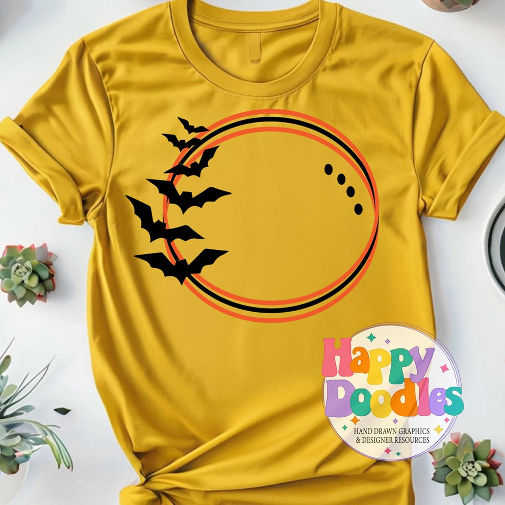 Bats Monogram Frame SVG | Festive Monogram Frame Design – Happy Doodles ...