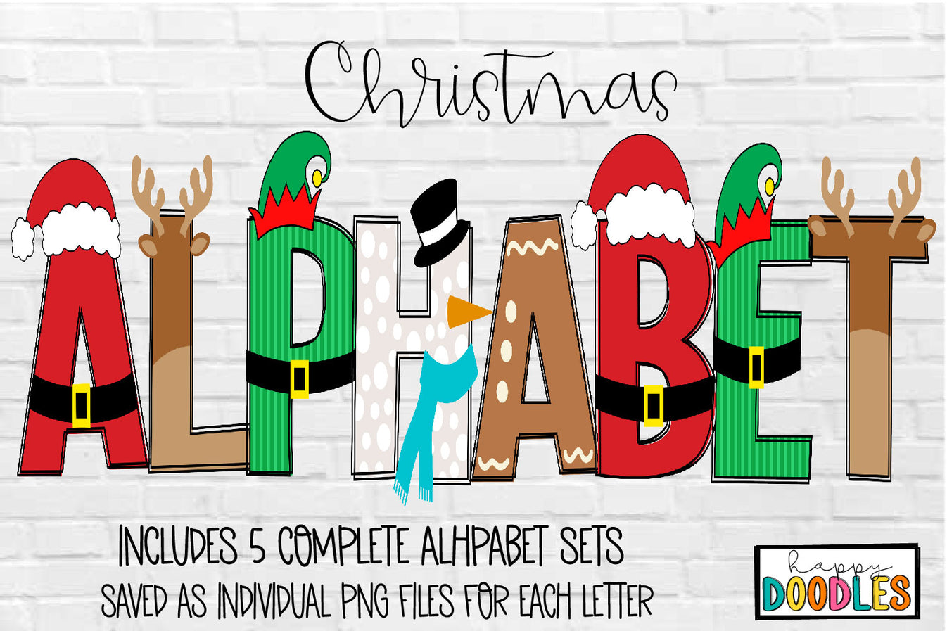 Christmas Alpha Set - Full Alphabet - Sublimation Letters – Happy ...