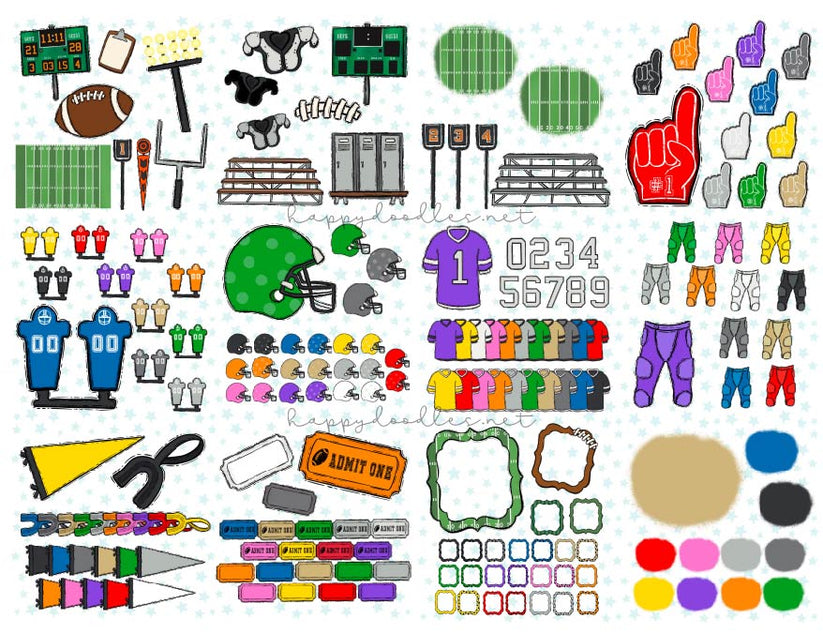 Football Life - Hand Drawn Commercial Use Clipart Graphics – Happy ...