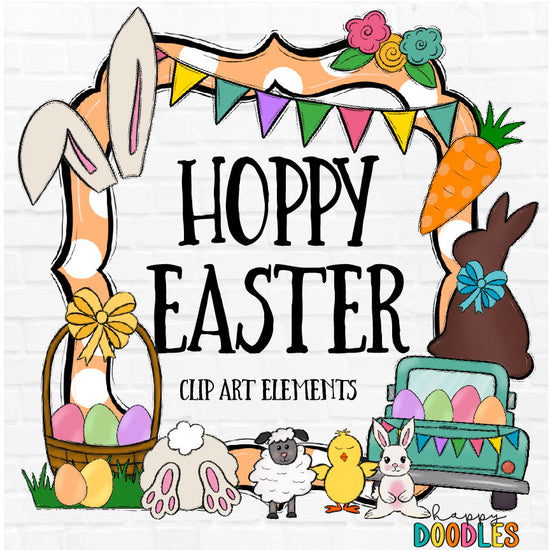 Hoppy Easter - Hand Drawn Clip Art Elements – Happy Doodles Designs