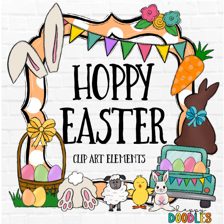 Hoppy Easter - Hand Drawn Clip Art Elements – Happy Doodles Designs