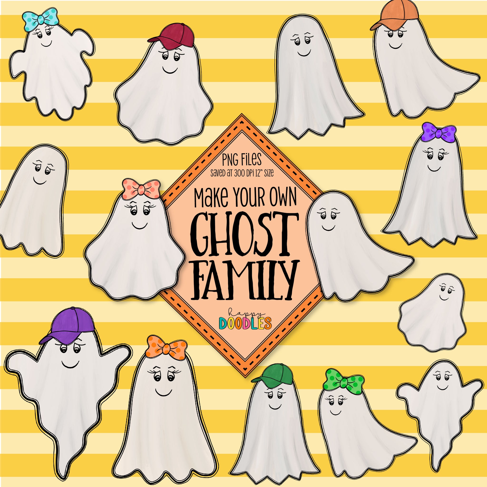 Make Your Own Ghost Family Clipart Bundle – Happy Doodles Designs