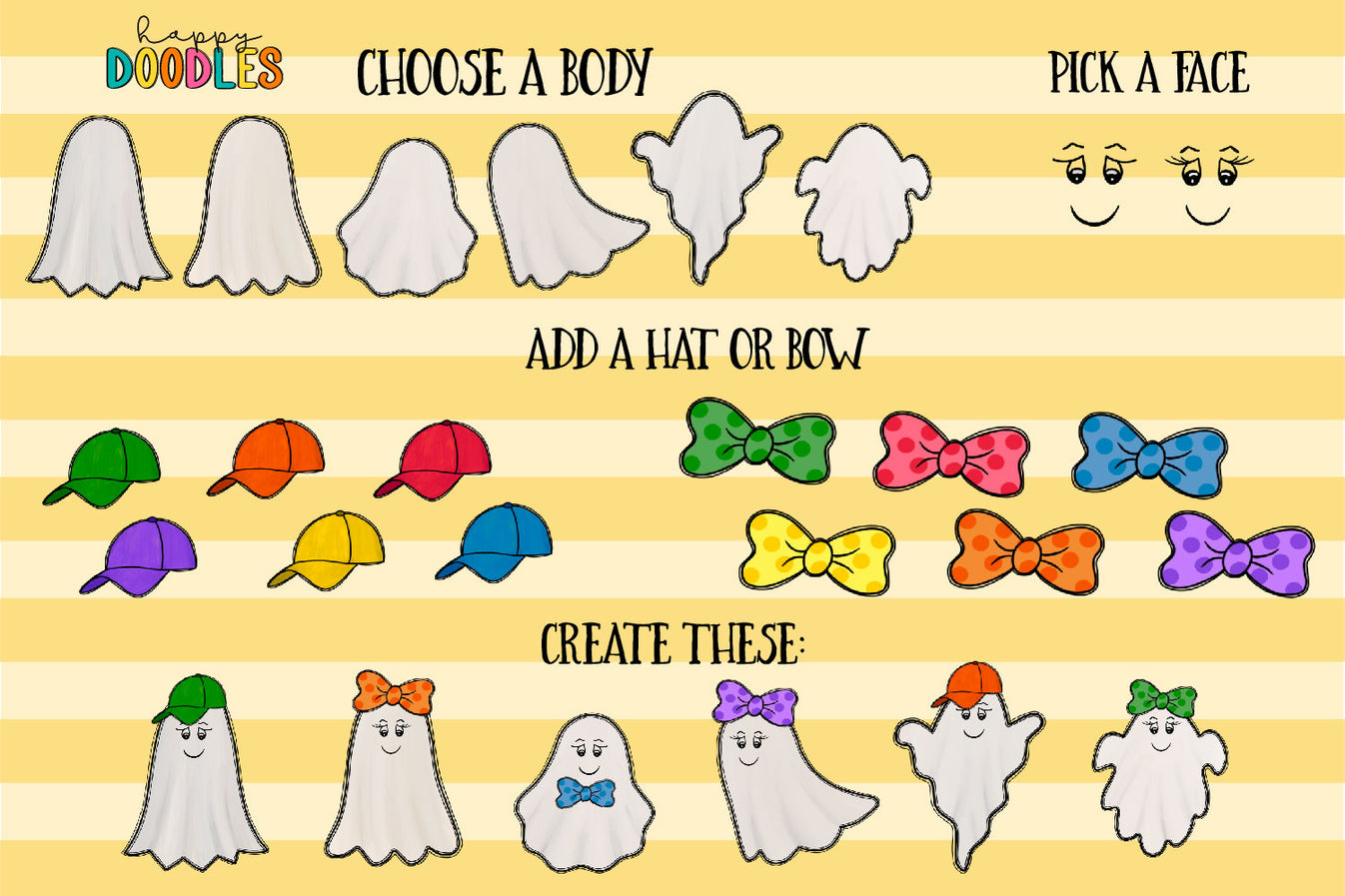 Make Your Own Ghost Family Clipart Bundle – Happy Doodles Designs